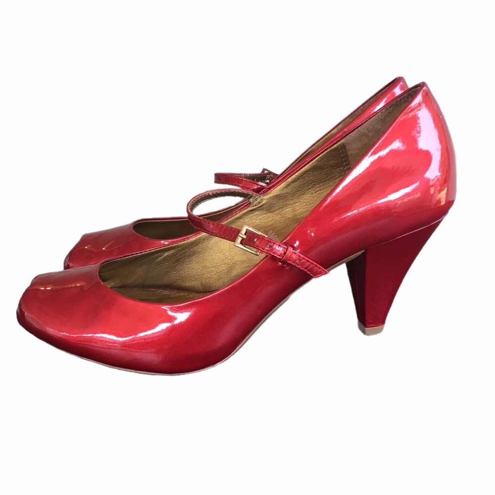Clarks Metallic Cherry Red Retro Heels - Gem